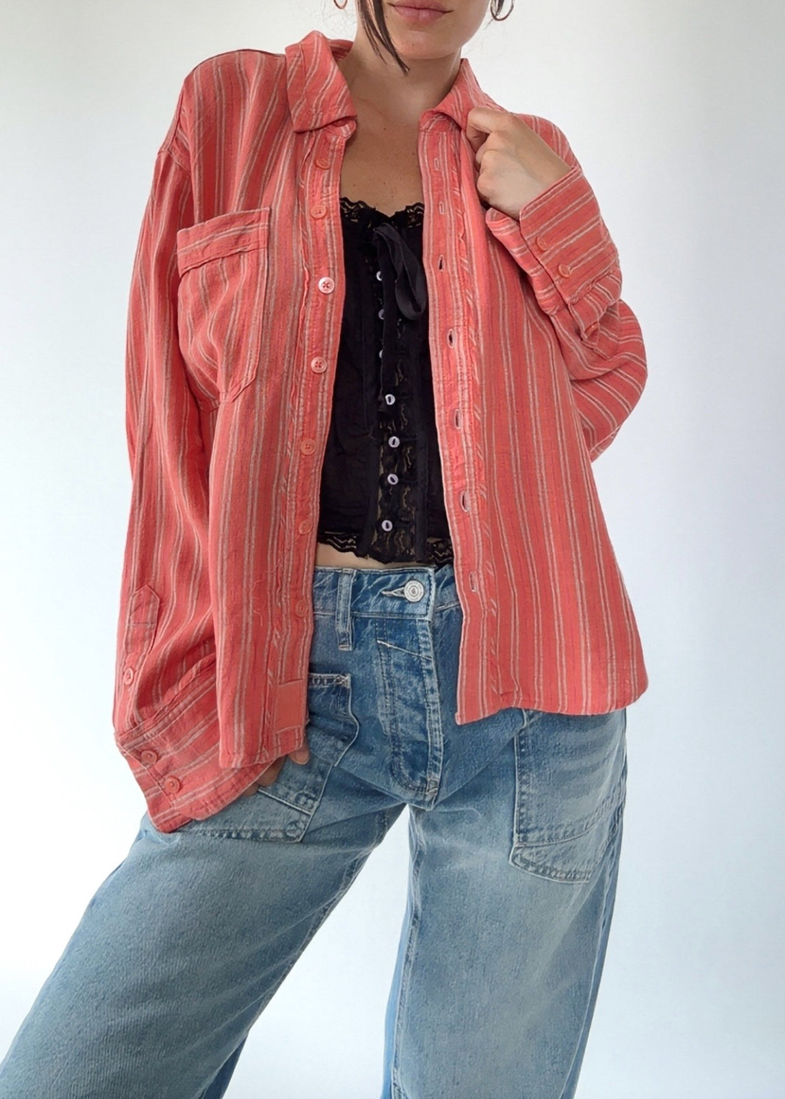 Free People Striped Linen Laurel Button Up - CINNAMON COMBO – Thr3e ...